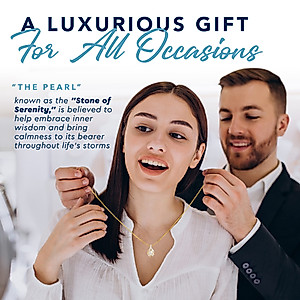 The Danbury Mint Love's Embrace Women's Pearl & Diamond Necklace | Pearl Pendant Jewelry | Woman's Necklaces | Genuine Diamonds | Gifts for Her | #1638-0016