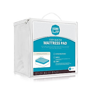 Quilted Fitted Mattress Pad (Twin XL ) Hypoic, Mattress Topper, Stretches up to 18 Inches Deep, by Assure Sleep Collection