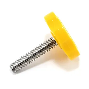5/16"-18 x 1-1/2" Thumb Screw Stainless Steel - Yellow Multi-Lobe Rosette Plastic Knob - Standard/Coarse Thread Thumbscrew - Length: 1.500" - Proudly Built in USA - Package of (4)