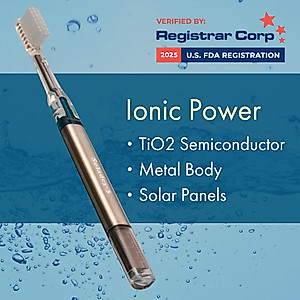 SOLADEY 3 Ionic Toothbrush, Solar Panels and TiO2 Semiconductor ( Medium Blue ),Ready to use Soladey Ionic Toothbrush