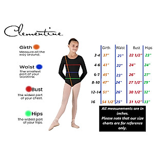 Clementine Apparel Girls Crew Neck Long Sleeve Leotard One Piece Tops Bodysuit Dancewear Costumes Light Blue, 6X-7