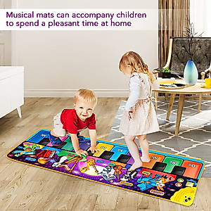 Kids Musical Piano Mats with 25 Music Sounds,Musical Toys Baby Floor Piano Keyboard Mat Carpet Animal Blanket Touch Playmat Early Education Toys for 1 2 3 4 5 6+ Year Girls Boys Toddlers