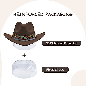 SAJUZEN Kids Cowboy Hat Felt Wide Brim Western Toddler Cowgirl Hat for Girls and Boys Sun Hat