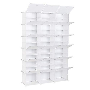 DESIGNSCAPE3D 12-Tier Portable 72 Pair Shoe Rack Organizer 36 Grids Tower Shelf Storage Cabinet Stand Expandable for Heels, Boots, Slippers, White