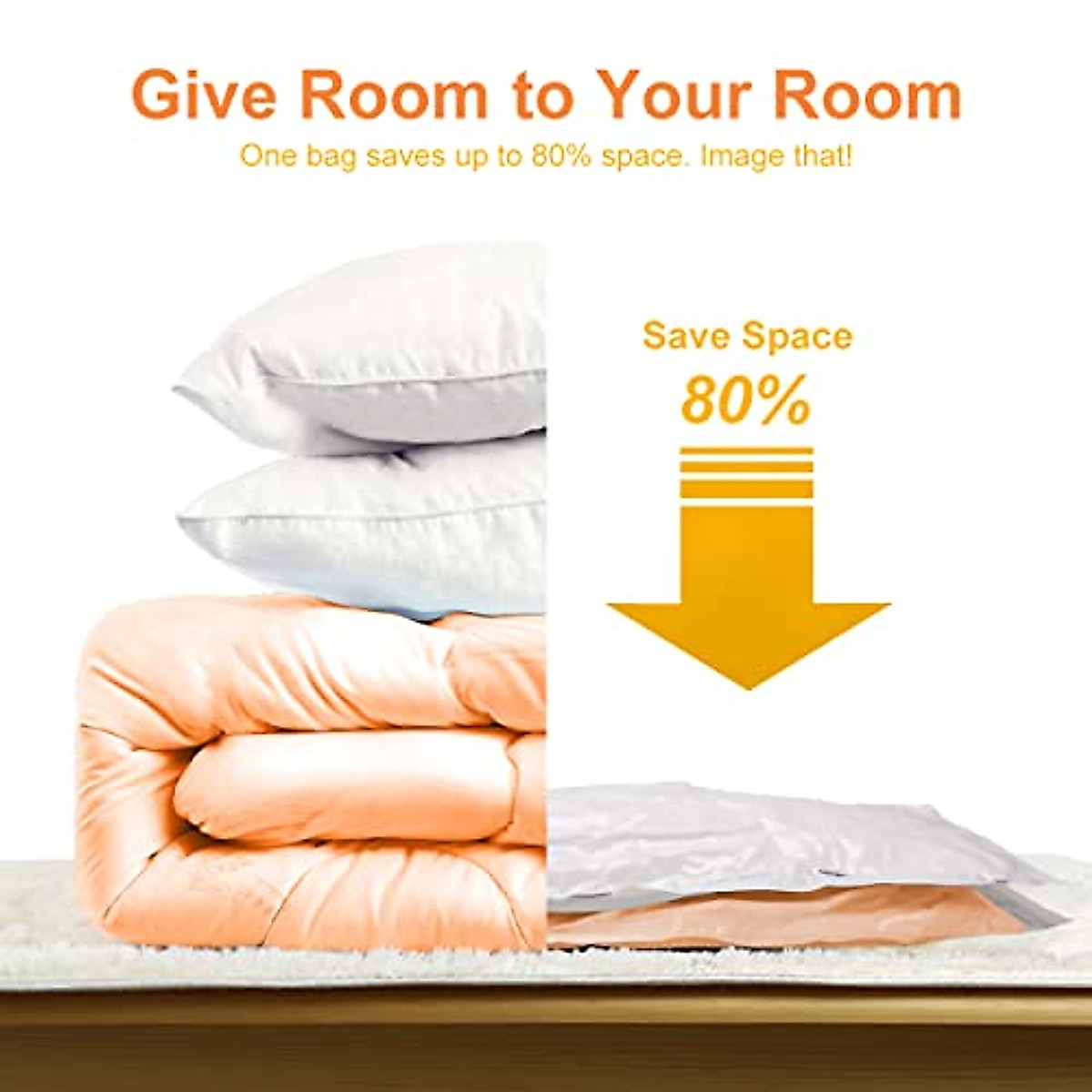 Space Saver Vacuum Storage Bags Jumbo 4 Pack large Vacuum Storage Bags for bedding Reusable Storage Bags Vacuum Sealed with Double Seal for blanket, Comforter, Pillow and Quilt 47x39 Inches