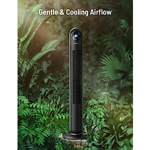 Tower Fan, Paris Rhône Oscillating Tower Fan with 12 Speeds, 24H Timer, 3 Modes, LED Display, Remote Control, Quiet Operation, Portable Bladeless Fan for Bedroom, Living Room, Home Office