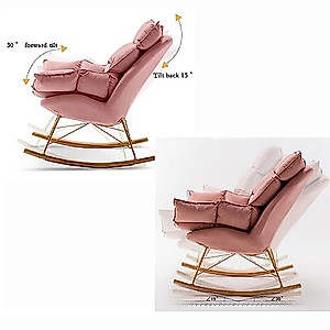 YCZHD Rocking Upholstered Rocker Glider Padded Seat with High Backrest Armchair Comfy Side Chair High-Density Sponge Lounge Chair for Living Room Bedroom Indoor and Outdoor(Color:Pink)
