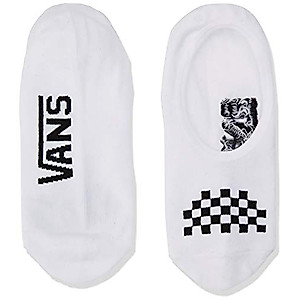 Vans Womens Girls Basic Canoodle No Show Socks (Shoe Size 7-10, White/Black Check)