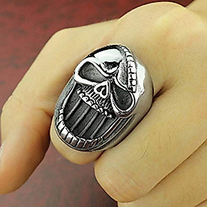 Yardwe Skull Bottle Opener Ring, Beer Bottle Opener Halloween Skull Rings, Gothic Biker Punk Surgical Bottle Opener for Men-9