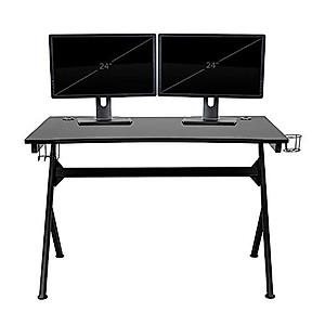 Flash Furniture Duncan Gaming Desk 45.25" x 29" Computer Table Gamer Workstation with Headphone Holder and 2 Cable Management Holes