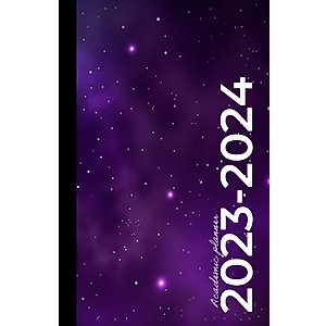 Academic Planner 2023-2024 Small | Galaxy Stars: July - June | Weekly & Monthly | US Federal Holidays and Moon Phases