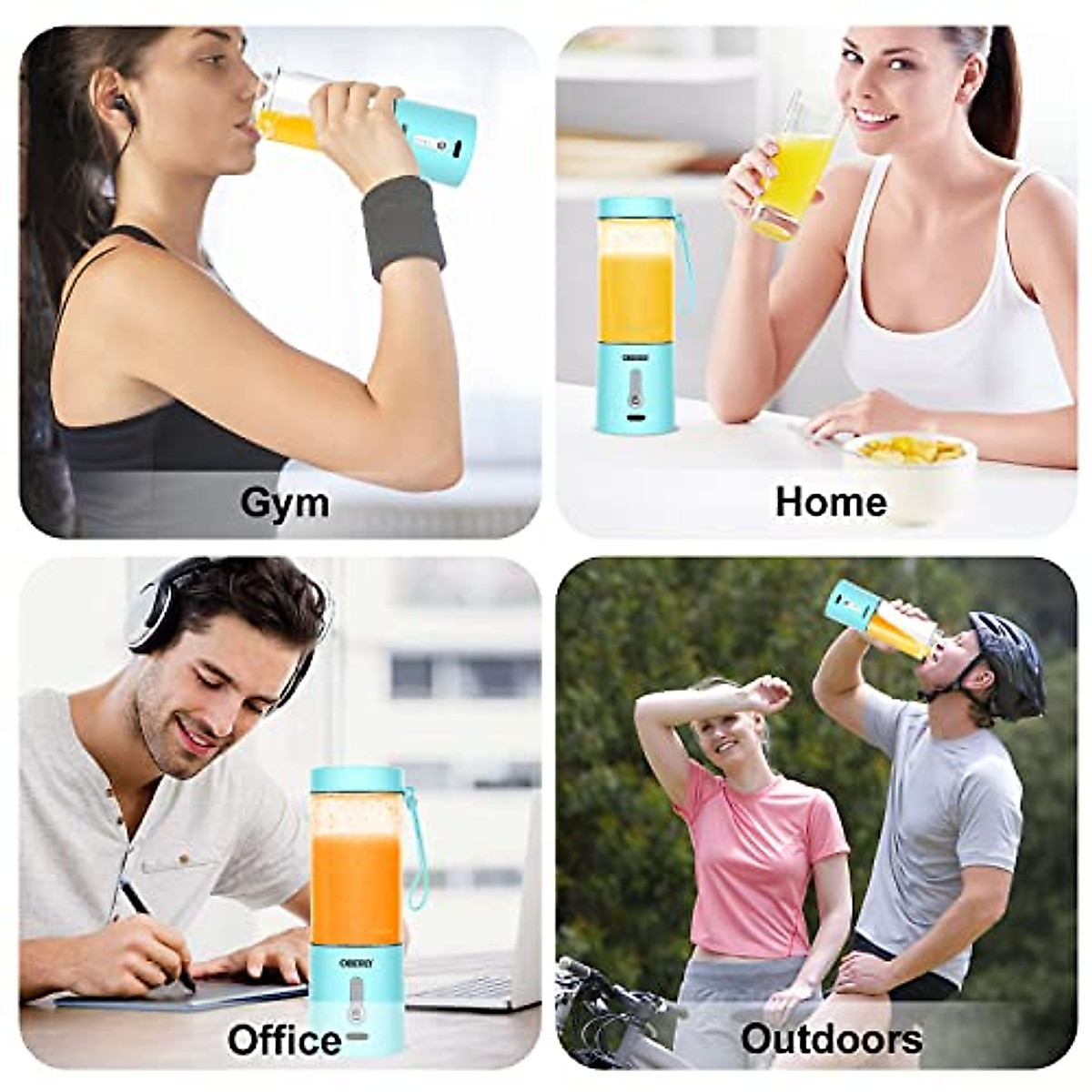 Blend Portable Blender Jet for Shakes and Smoothies, OBERLY Personal Travel Blender for Protein with 4000mAh USB Rechargeable Battery, Crush Ice, Frozen Fruit and Drinks, 18 oz Mini Travel Cup, Blue 1