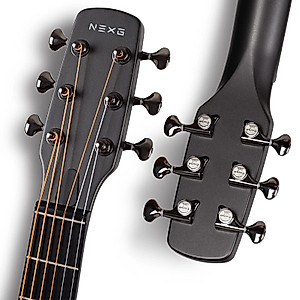 Enya NEXG Acoustic-Electric Carbon Fiber Audio Guitar Smart Acustica Guitarra for Adults with 50W Wireless Speaker, Preamp, Wireless Microphone, Hi-Fi Monitor Earphones, Strap, and Case(Black)