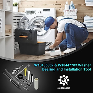 Funmit W10435302 Washer Bearing and Tub Seal Kit & W10447783 Installation Tool Replacement for Whirlpool Cabrio and Maytag Bravos XL Washers, Repair Noisy, Shaking, Leaking, UL/OL Error Issues