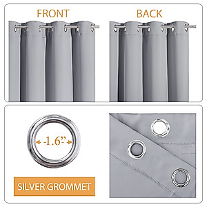 RYB HOME 100% Blackout Curtains with Noise Absorbing Liner, 3 Layers Soundproof Thermal Insulated Summer Drapes for Bedroom Living Room Baby Nursery, 52 x 63 inch, Sliver Grey, Set of 2