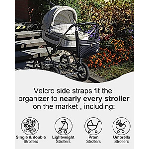 YaKuss Universal Stroller Organizer Bag with Cup Holder Shoulder Diaper Handbag Baby Accessories Three Way to Carrier Fits Britax, Uppababy, Baby Jogger, BOB and Donna Stroller,1.0 Black