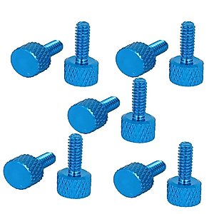 New Lon0167 Computer Graphics Featured Card Round Head reliable efficacy Knurled Thumb Screws Sky Blue 6#-32 10pcs(id:1bf 57 c1 209)