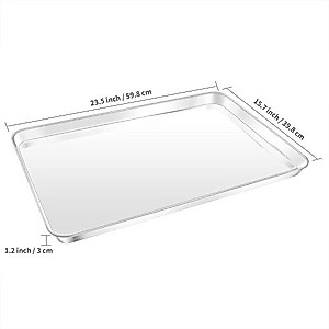 Baking Sheet, Yododo Stainless Steel Baking Pans Tray Cookie Sheet Toaster Oven Tray Pan Cookie Pan, Non Toxic & Healthy, Superior Mirror Finish & Rust Free, Easy Clean & Dishwasher Safe - 23½ inch
