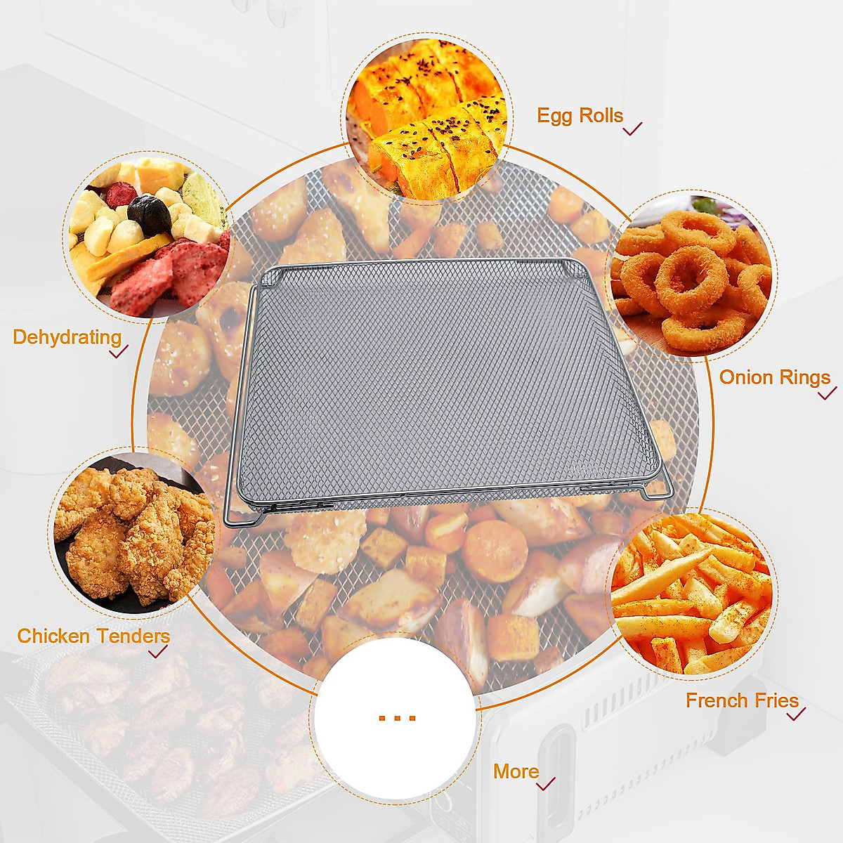 WARDFYT Air Fry Basket Replacement Compatible with Ninja Foodi Smart XL Pro Air Fry Oven, Replacement Mesh Basket for Ninja Foodie 10-in-1 Air Fryer, DT251 DT200 DT201 DT255CO DZ201C, Steel, Silver