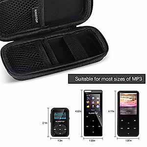 MP3 MP4 Player Case KINGTOP Durable Hard Shell Travel Carrying Case for MP3 MP4 Players,iPod Nano,iPod Shuffle,USB Cable,Earphones,Memory Cards,U Disk,Keys (L) (5.5x2.3x1.5inch)