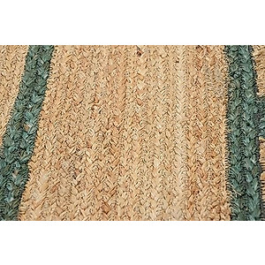 The Weaver House Natural Scalloped Jute Area Rug Bohemian Scallop Boho Decor Area Handwoven Custom Rugs Decorative Rug Reversible Braided Rugs (BD6-6x9-GRN)
