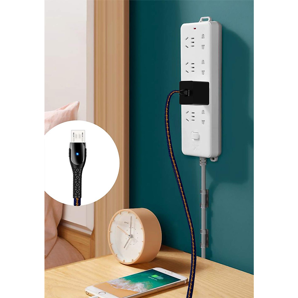 2Pack 10ft PS4 Controller Charger Cable Extra Long Durable Nylon Braided Micro USB Fast Charging Cord for Playstation 4,Xbox One S/X Controller,Samsung Galaxy S7 S6, Note 5 4 More, with LED Light