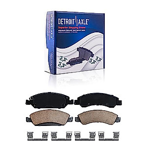 Detroit Axle - Front Brake Kit for Chevy GMC Silverado Sierra Suburban Express Savana 1500 Tahoe Yukon XL Escalade ESV EXT XTS Drilled & Slotted Brake Rotors Ceramic Brakes Pads : 12.99'' inch Rotor