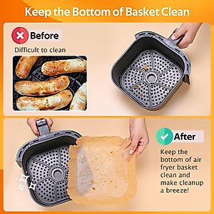 100 PCS Disposable Paper Liner for Air Fryer, Disposable Parchment Liners, Round Baking Paper-Liners for Baking Roasting Microwave (Nature)