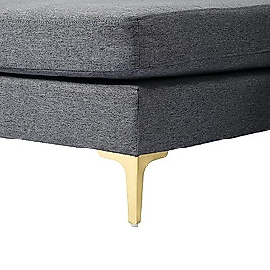 FULife Modern Convertible L-Shaped Corner Sofa for Living Room,Upholstered Accent Modular Sectionals Sofá Couch Bed for Home Office, Dark Gray with Chaise Lounge&Detachable Pillow-Top Armrest