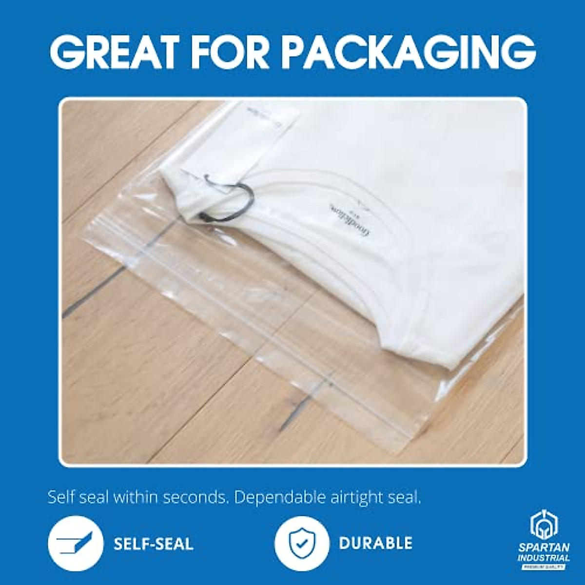 Spartan Industrial - 16” X 24” (100 Count) 2 Mil Clear Reclosable Zip Plastic Poly Bags with Resealable Lock Seal Zipper
