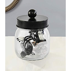 Home-X Mason Jar for Bathroom Organization, Apothecary Jars with Lids (Black) 8oz Capacity