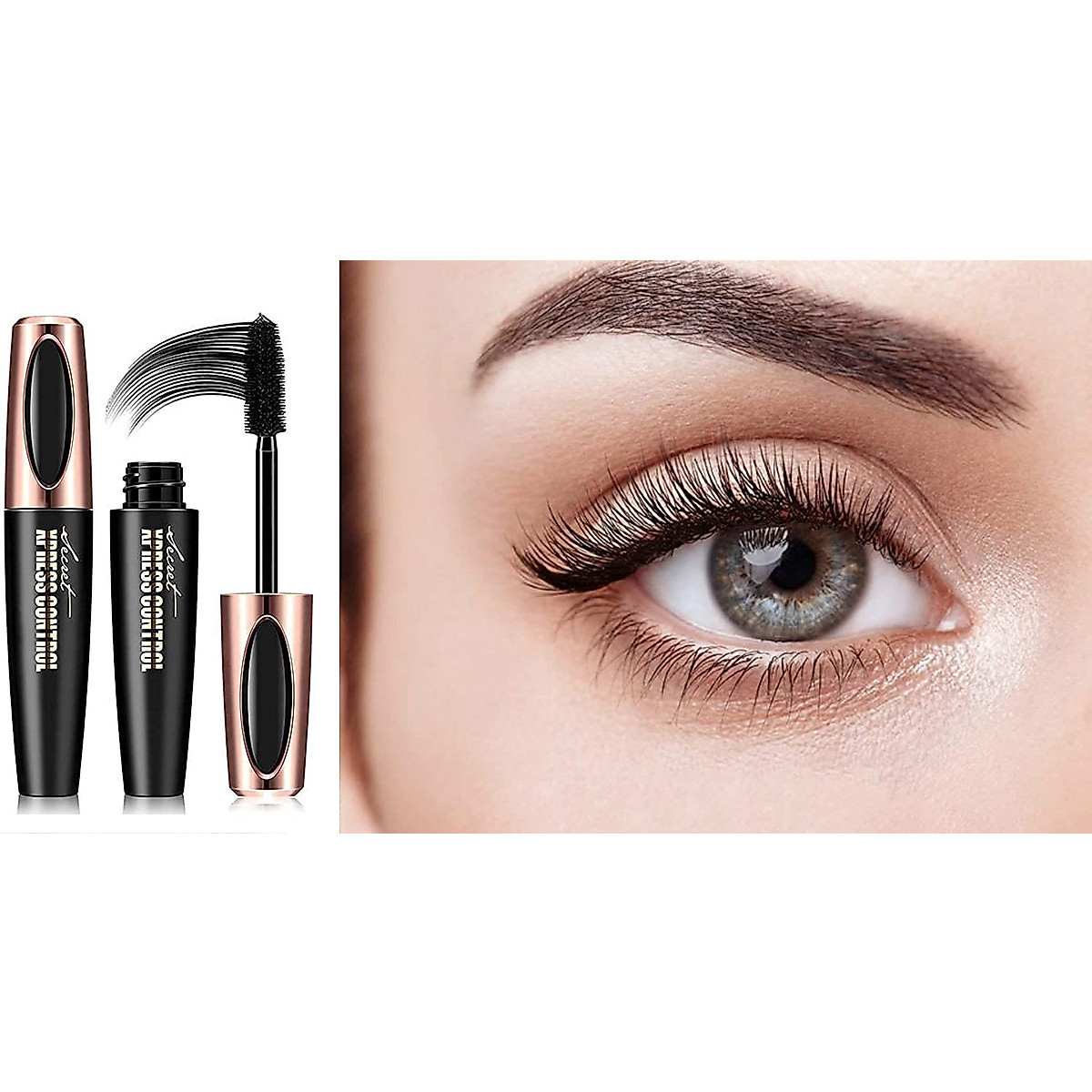 Secret Xpress Control 4D Silk Fiber Lash Mascara, Lengthening and Thick, Volume, Long Lasting, Smudge-Proof, All Day Full, Long, Thick, Smudge-Proof Eyelashes