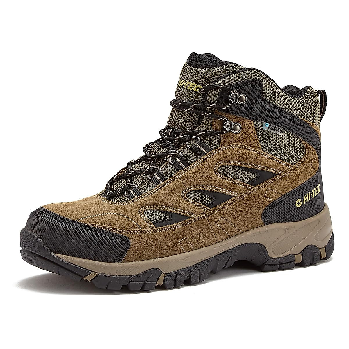 HI-TEC Yosemite WP Mid Waterproof Hiking Boots for Men, Lightweight Breathable Outdoor Trekking Shoes - Dark Green, 11 Medium