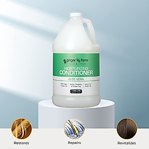 Ginger Lily Farms Club & Fitness Moisturizing Conditioner for Dry Hair, 100% Vegan & Cruelty-Free, Aloe Vera Scent, 1 Gallon (128 fl oz) Refill, white