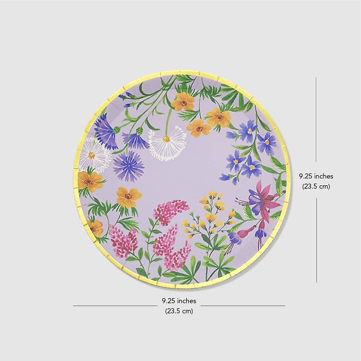Coterie - Wildflower Decorative Large Paper Plates with Floral Design for Bridal Party, Birthday Party, Baby Shower, Tea Party, Set of 10 | 9.25" Dinner Paper Plates