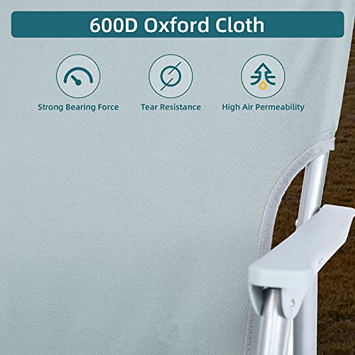 YSSOA Folding Beach Adults, Portable Heavy-Duty Lawn Chairs Made of High Strength 600D Oxford Fabric and Steel Frame for Outdoors, Camping, Picnic, BBQ, 1-Pack, Grey