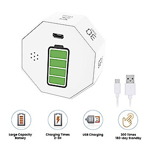 XJ-HOME Multi-Hex Clock Timer (White Version), Digital Clock Timer, Backlight Display, 12/24 Hour Mode, Up and Down Timer, Rotating Display, Various Time Presets for Studying, Cooking, Exercise