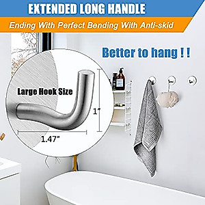 Heavy Duty Self Adhesive Hooks 8 Pack Bathroom Towel Hook Without Nails Metal Sticky Hooks for Hanging Coat Clothes Shower Hat, Stick on Wall Closet Kitchen Hooks, Durable, Stainless Steel