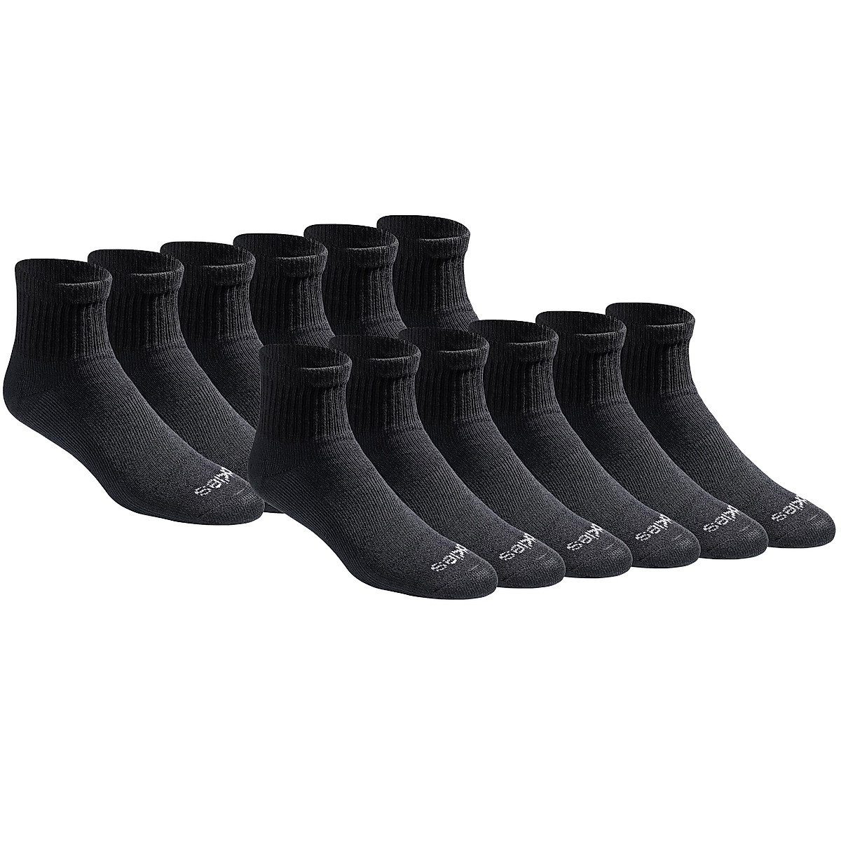 Dickies Men's Dri-Tech Moisture Control Quarter Socks (6, 18, Solid Black (12 Pairs), Large