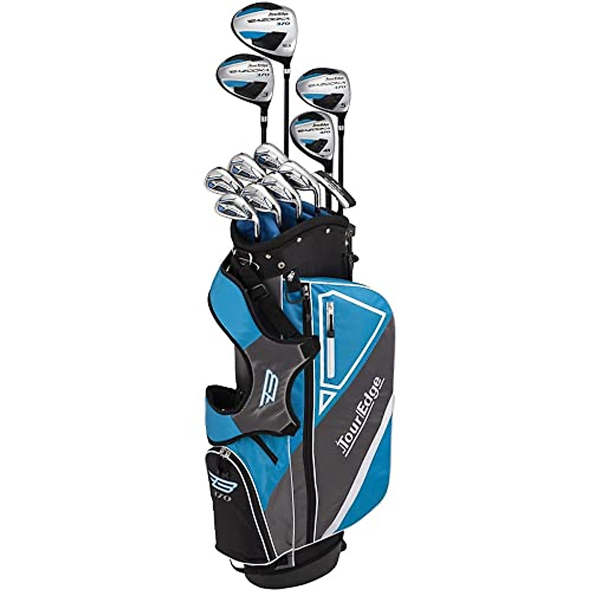 Tour Edge Bazooka 370 Complete Golf Set Uniflex-Steel-LH, Black/Blue, One Size (B6SLGU12.B)