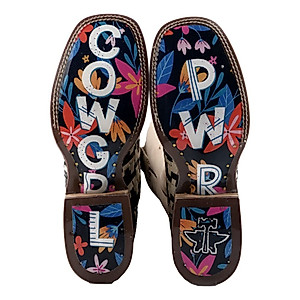 Tin Haul Women's Houndstooth Western Boot Broad Square Toe Multi 8 M US