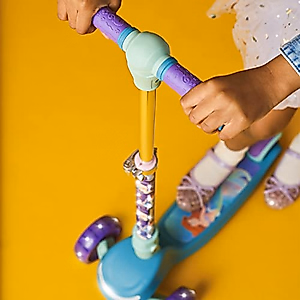 Jetson Little Mermaid LED Light-Up Wheels Scooter for Kids, Height-Adjustable, Easy Folding