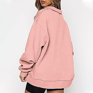 Oversized Zip Up Sweatshirts For Women 2023 Fall Fashion Outfits Casual Quarter Zip Long Sleeve Pullover Hoodies