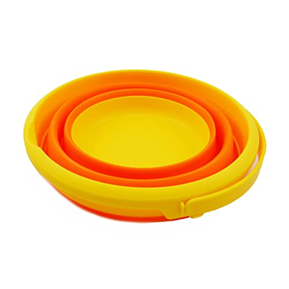 SAMMART 5.5L (1.4 Gallon) Collapsible Plastic Bucket - Foldable Round Tub - Portable Fishing Water Pail - Space Saving Outdoor Waterpot (Yellow/Carrot)