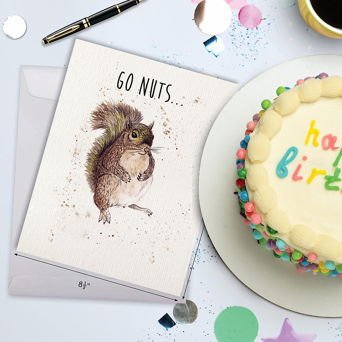 The Best Card Company - 1 Large Birthday Card with Envelope (8.5 x 11 Inch) - Fun Celebration Card for Birthdays - Wildlife Expressions Squirrel J2954BBDG