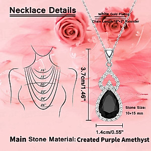 LMXXVJ Black Stone Necklace Pendant Jewelry Gift for Women,Silver Tone Simple Teardrop Design Fashion Birthday Anniversary Prom Necklace Gift