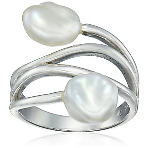 Bella Pearl Fancy Silver Pearl Keshi Ring, Size 7