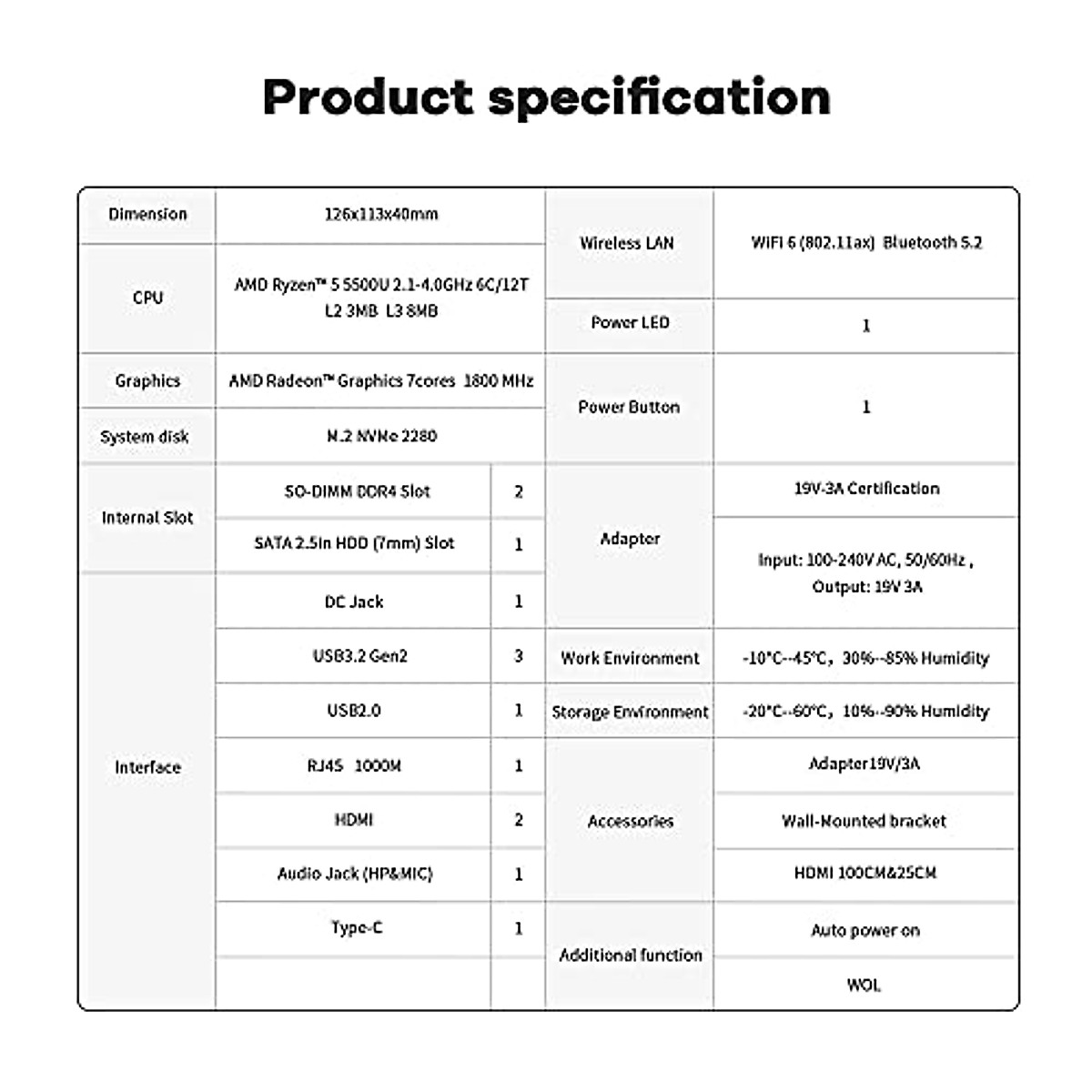 Beelink SER5 Ryzen Mini PC,Mini Computer Ryzen 5 5500U (7nm,6C/12T) up to4.0GHz, 16G DDR4 RAM/500GB Mini Gaming PC Small Computers Supports 4K WiFi6E BT5.2