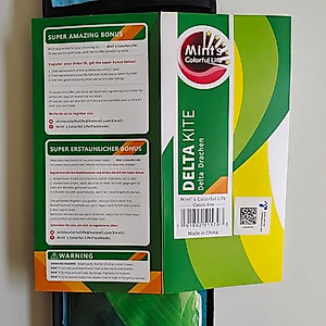 Mint's Colorful Life Delta Kite for Kids & Adults, Extremely Easy to Fly Kites with 2 Ribbons and 300ft String, Best for Beginner