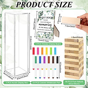 CosCosX 86 Pcs Wedding Guest Book Alternative Wooden Block in Acrylic Storage Box Guest Book for Wedding Sign in,24 Pcs Signature Pens Wedding Bridal Baby Shower Game Decorations for Sign in,Reception